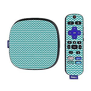 MightySkins Skin Compatible with Roku Ultra HDR 4K Streaming Media Player (2020) - Turquoise Chevron | Protective, Durable, and Unique Vinyl Decal wrap Cover | Easy to Apply | Made in The USA
