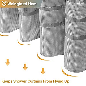 Yimobra Waffle Weave Shower Curtain Set with Snap-in Fabric Liner, Heavyweight Fabric with 12 Hooks, Waterproof and Washable, Mesh Top Window, 72 "x 72", Grey