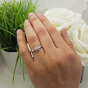 Dazzlingrock Collection 0.15 Carat (ctw) 14k Noble Cut Diamond Star Shaped 5 Stone Women Bridal Engagement Ring, White Gold, Size 7