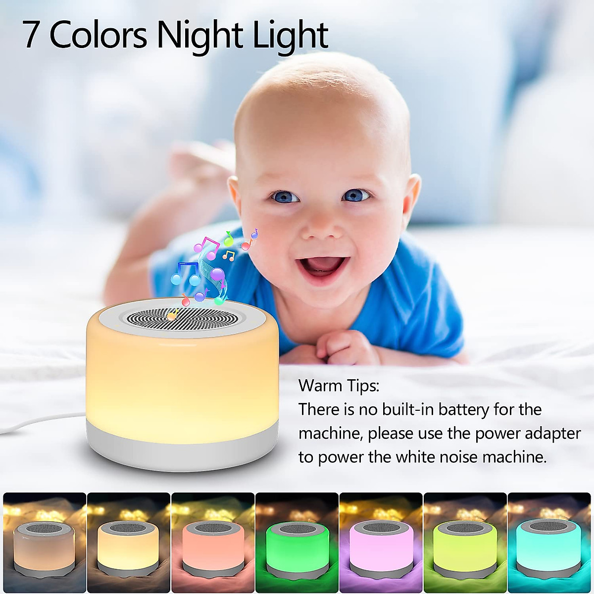 YYDSKIT Sound Machine Baby,White Noise Machine for Baby with Night Light, 32 Soothing Sounds,Plug in,5 Timers & Memory Feature, Noise Machine for Baby Kids Adults,Home