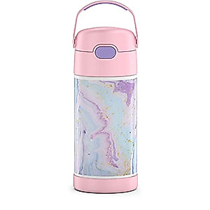 THERMOS FUNTAINER 12 Ounce Stainless Steel Vacuum Insulated Kids Straw Bottle, Dreamy