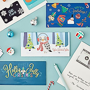 Sustainable Greetings 36 Pack Money Christmas Money Holder Cards with Envelopes, 6 Holiday Designs (7.25 x 3.5 In)