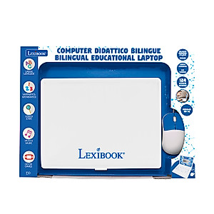 Lexibook, Educational and Bilingual Laptop Italian/English, Toy with 124 Activities to Learn Mathematics, Dactylography, Logic, Clock Reading, Play Games and Music, White, JC598i5