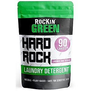 Rockin' Green Hard Rock Laundry Detergent for Hard Water (90 Loads), Plant based, Natural Laundry Detergent Powder, Biodegradable Odor Fighter, Safe for Sensitive Skin, 45 oz (Lavender Mint Revival)