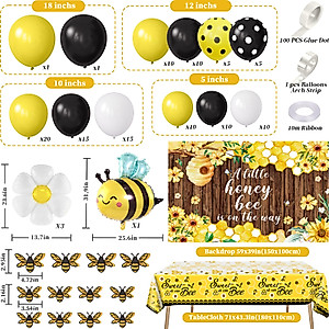 Winrayk 133Pcs Bee Birthday Party Decorations Supplies Bee Baby Shower Decorations Honey Bee Balloon Arch Kit Sweet As Can Bee Tablecloth Backdrop Bee Wall Decor Gender Reveal Bumble Bee Decorations