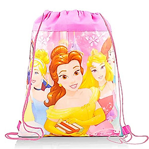 Disney Princess Backpack and Drawstring Bag for Girls Set - Bundle with 11” Princess Mini Backpack, Disney Princess Drawstring Bag, Water Bottle, Stickers, More | Princess Backpack for Girls