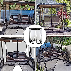 Patio Swing Mosquito Netting, Mosquito Mesh Screen, Outdoor Rectangle with Zipper Opening and roof Waterproof Tent(3 Seater 125x185x205cm)