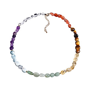 Jewever 7 Chakra Necklaces for Women Crystals and Gemstones Irregular Quartz Stones Balance Yoga Meditation Healing Crystal Necklace