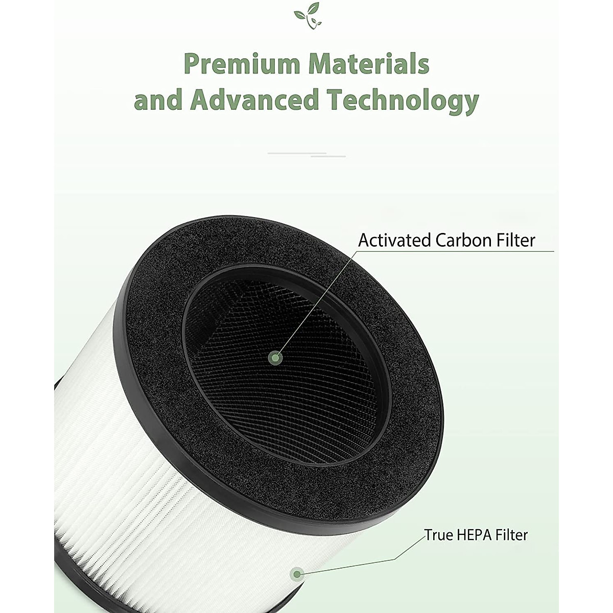 BS-03 Filter Replacement Compatible with PARTU and Slevoo BS-03 Air Purifier, H13 True HEPA and Activated Carbon Filter, Part# U & X, 2 Pack