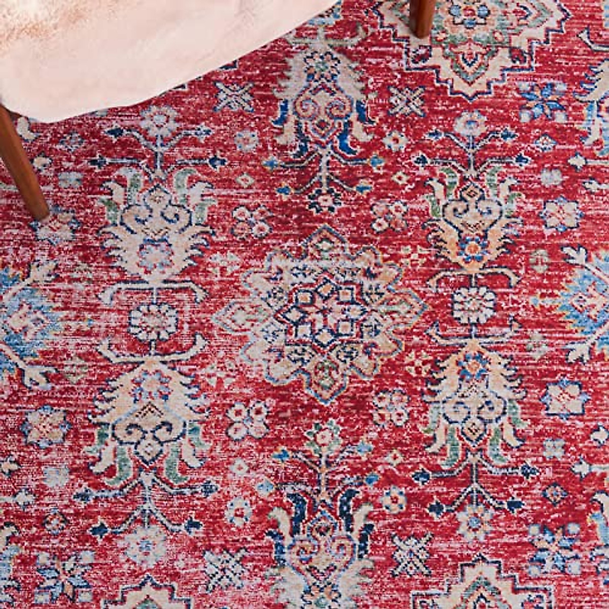 SAFAVIEH Tucson Collection Accent Rug - 4' x 6', Rust & Beige, Persian Design, Non-Shedding Machine Washable & Slip Resistant Ideal for High Traffic Areas in Entryway, Living Room, Bedroom (TSN196P)