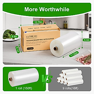 Ultrean 11" x 150' Vacuum Seal Roll Keeper with Cutter, Commercial Grade Vacuum Sealer Bags for Food Saver,BPA Free,Ideal for Storage,Meal Prep and Sous Vide (11" x 150')