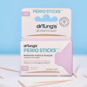 DrTung's Double-Sided Perio Sticks - Dental Sticks for Humans, Dental Floss Picks, Plaque Remover for Teeth, Dental Toothpicks, Dental Picks for Teeth Cleaning - X-Thin, 100 Count (Pack of 6)