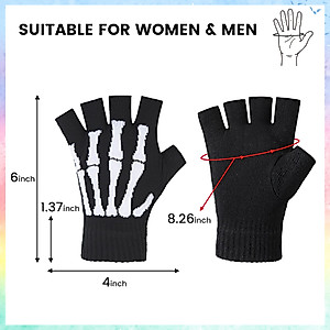 Simplicity Skull Gloves Women Men Knitted Stretchy Skeleton Fingerless Gloves