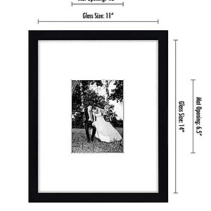 Americanflat 11x14 Picture Frame in Black - Use as 5x7 Frame with Mat or 11x14 Frame Without Mat - Engineered Wood with Shatter Resistant Glass, and Includes Hanging Hardware for Wall