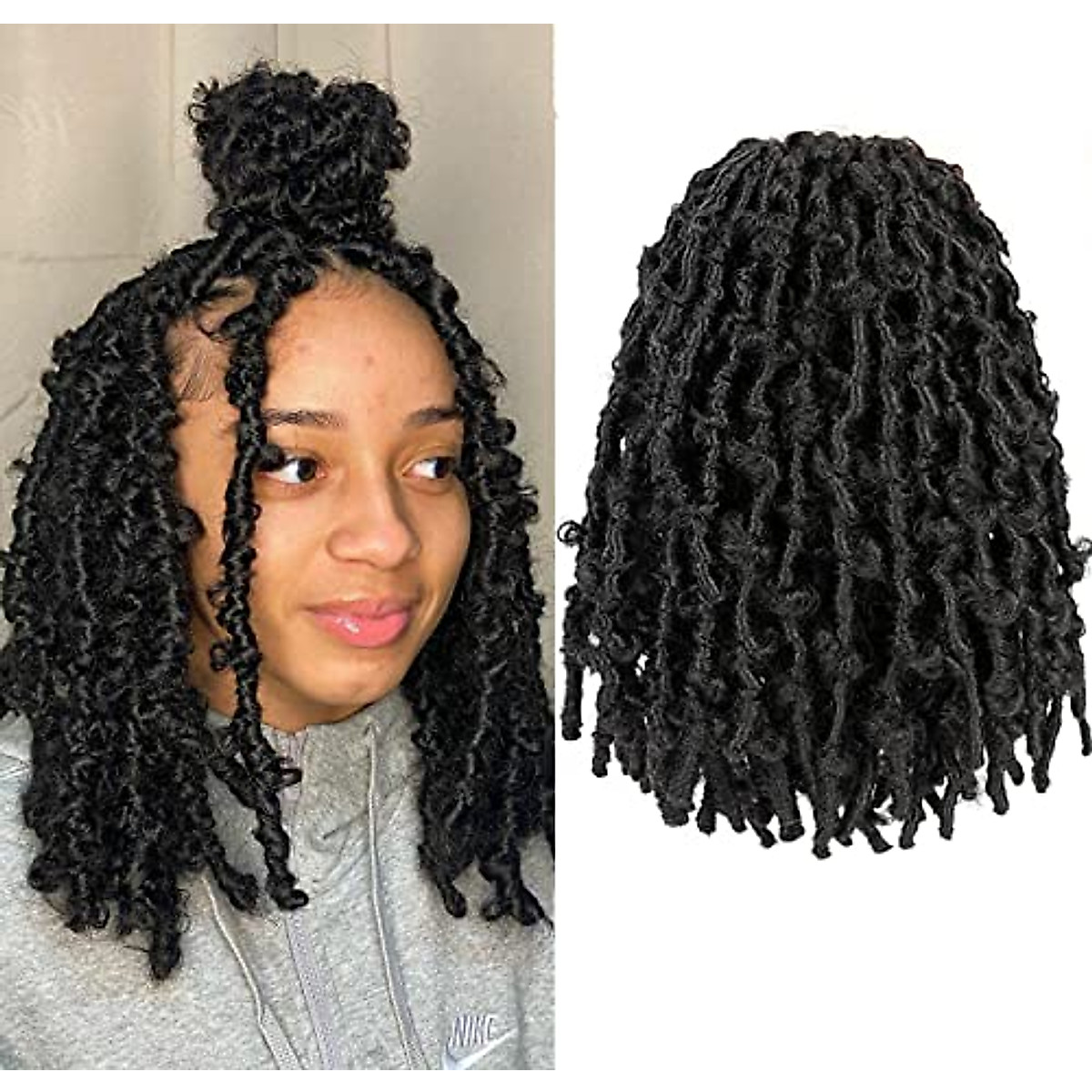 Re4u Butterfly Locs Crochet Hair 12 Inch, 8 Packs Distressed Butterfly Twist Crochet Hair For Black Women, Butterfly Locs Crochet Braids (1B#)