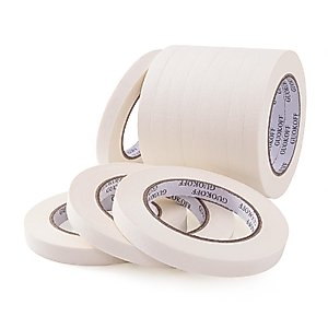 GUOKOFF Masking Tape 1/2 Inch x 55 Yards x12 Rolls, Beige White Masking Tape Painters Tape General Purpose Tape, Painting Adhesive Tape for Arts DIY Crafts Labeling