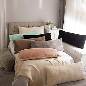 Urban Lifestyle Long Hair Faux Fur Body Pillow, 20"x48", Ivory