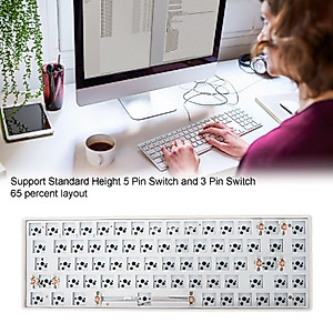 Yoidesu 65% Custom Gaming Keyboard, 64 Keys 2.4G/BT 5.0 Modular DIY Mechanical Keyboard Kit Hot Swappable Switche Keyboard(White)