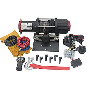 AC-DK 5500lb. Electric Synthetic Rope ATV Winch Kits, 12V Winch for Towing ATV/UTV Off Road Trailer, IP67 Waterproof Winch with Wireless Remote Control Mounting Bracket(5500 lbs Winch)