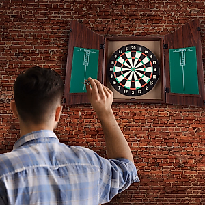 TG Dartboard Cabinet Set with Realistic Walnut Finish, brown, (15-DG910)