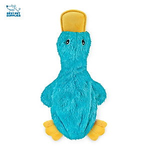 Best Pet Supplies Crinkle Dog Toy for Small, Medium, Cute No Stuffing Duck with Soft Squeaker, Fun for Indoor Puppies and Senior Pups, Plush No Mess Chew and Play - Turquoise, Large