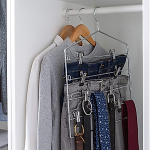 Organize It All 4 Tier Swing Arm Slack Rack Hanger, Closet Organizer for Pants, Scarves, Skirts