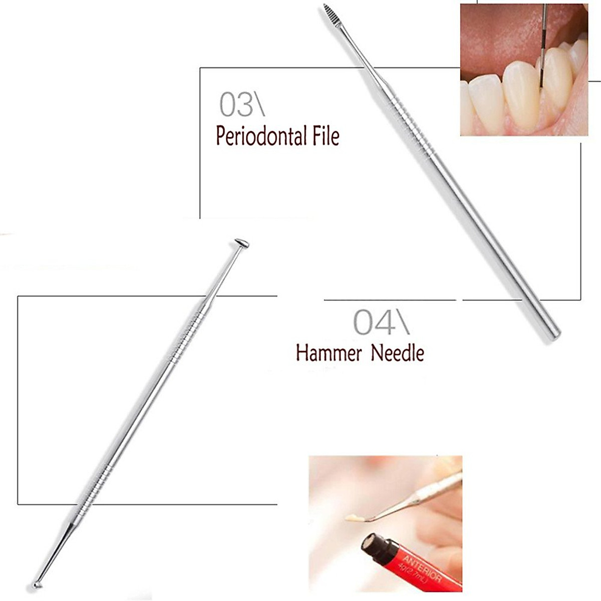 9Pcs Stainless Steel Dental Tools Dentist Teeth Clean With Leather Case