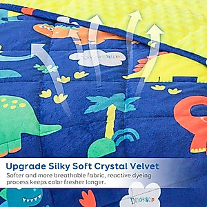 Sivio Weighted Blanket 5 lbs, Super Soft Crystal Velvet & Minky Dots Cartoon Patterns Reverise Heavy Throw, Heavy Blankets, 36 x 48 Inch Blue Dinosaur