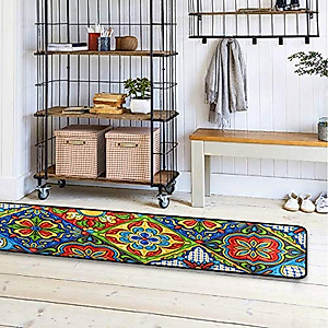 ALAZA Mexican Ethnic Folk Ornament Runner Area Rug Non Slip Floor Mat for Hallway Entryway Living Room Bedroom Dorm Home Decor 72x24 inches