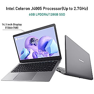 ECOHERO Newest 2023 Windows 11 Laptop, 6GB RAM 128GB SSD Storage, 14.1-inch HD Display, Intel Celeron J4005 Dual-Core Processor Up to 2.7GHz, Ultra Slim Laptops Computers, Webcam, 2.4G WiFi and BT4.0