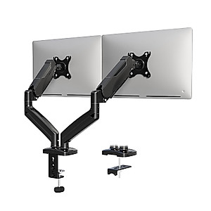 MOUNTUP Dual Monitor Mount for 17-32’’ Monitors, Double Monitor Arm Desk Mount Holds 4.4-17.6 lbs, Adjustable Computer Monitor Stand, 100x100/75x75mm VESA Mount, C Clamp/Grommet Base for 2 Screens