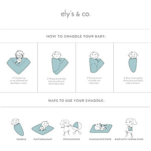 Ely's & Co. Cotton Muslin Swaddle Blanket 1-Pack for Baby Boy— 100% Cotton Muslin Extra-Large Swaddle Blankets (47” x 47”) Ocean Blue