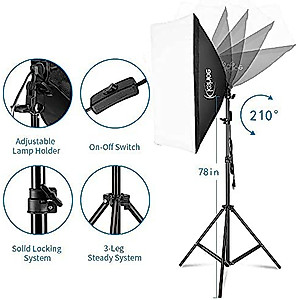 Kshioe Photography Lighting Kit, 6.5x10feet/2x3m Backdrops Stand Support System, 5 in 1 reflectors, 1600w 5500k Umbrellas Softbox Continuous Lighting Kit for Portrait, Product and Video Shooting
