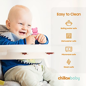 CHILLAX Teether Toys - Soothing Baby Teething Relief Toys, Helps Relieve Gum Pain - Soft, Easy-to-Grip, Non-BPA Silicone Teethers for Babies - Dishwasher-Safe - Shower Gifts for Infants 3+ Months Old