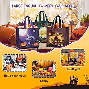 GPSHLUEP Halloween Non-Woven Gift Bags, Halloween Treats Bags, Halloween Trick or Treat Tote Bag, Halloween Party Bags with Handles for Gifts Wrapping, Halloween Party Supplies