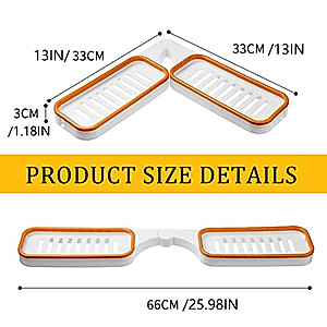 Bathroom Corner Punch-Free Rack, bathroom shampoo holder with Suction Cup shower storage suction cup bathroom corner punch-free rack,180 Degree Rotating,Strong Load-Bearing, Drain Hole Design (Orange)