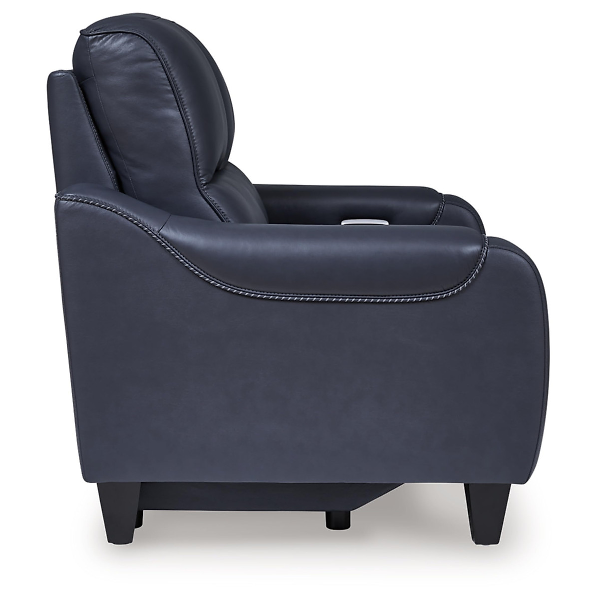 Signature Design by Ashley Mercomatic Contemporary Leather Match Wall Hugger Power Reclining Loveseat with Adjustable Headrest and USB Ports, Blue