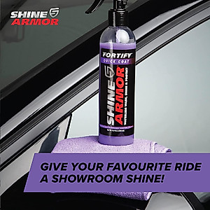 Ceramic Coating Top Coat for Cars Fortify Quick Car Wax Polish Spray Waterless Wash & Wax Hydrophobic Polish & Polymer Paint Sealant Detail Protection 16 Fl Oz by SHINE ARMOR