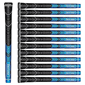 Geoleap Golf Grips Set of 13- Cord Rubber Compound Material, Hybrid Golf Club Grips, All Weather Performance.(Blue, Standard)