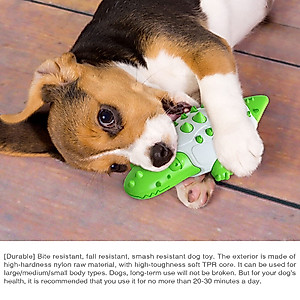 Buyiteme Dog Toothbrush Chew Toy Durable Dog Interactive Treat Dispenser Squeaky Dog Chew Toys for Aggressive Chewers, ​Cleans Teeth and Promotes Dental&Gum Health (Green, Crocodile)