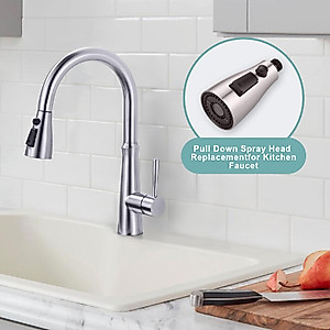 ARCORA Kitchen Faucet Spray Head Brushed Nickel, 3-Function Kitchen Sink Spray Nozzle with 9 Adapters, Kitchen Faucet Head Replacement Compatible with Moen, Delta, American Standard Faucets