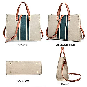 Karani Canvas Tote Bag for Women,Girl's Fashion Shoulder Bag,100% Natural Jute Fiber Crossbody bag for Work Shopping Travel