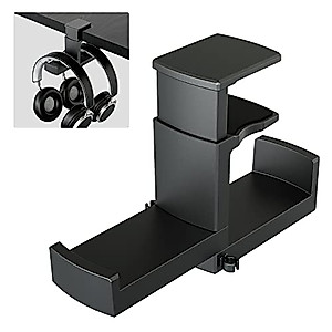 PC Gaming Headphone Stand,Dual Headset Hanger Hook Holder with Adjustable & Rotating Arm Clamp,Under Desk Design,Universal Fit,Built in Cable Clip Organizer EURPMASK