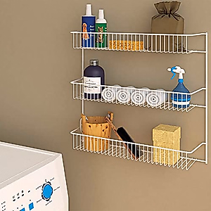 ClosetMaid 3-Tier Hanging Wall Mounted Metal Rack for Spices, Shelf Storage, Pantry Organization, Laundry, Kitchen, Bathroom, White, 8022 , 18-Inch Wide