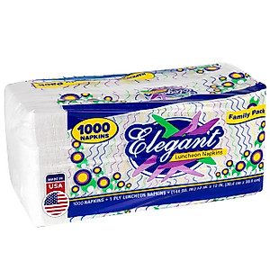 Stock Your Home 12 Inch Disposable Napkins - 1 Ply White Dinner Napkins - Recyclable Paper Napkins for Dinner, Parties, Crafts, Daily Use - 1000 Pack