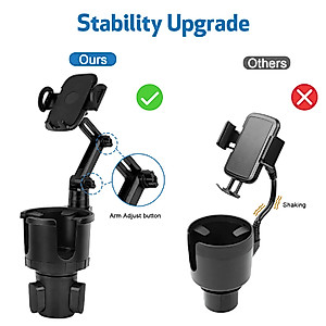 JRing Car Cup Holder Expander with Phone Mount, Cup Holder Cell Phone Holder, Durable Cell for Compatible iPhone Samsung & All Smartphones