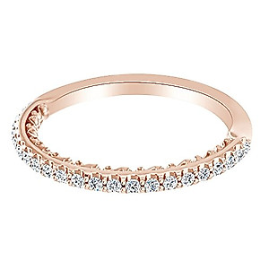 AFFY Natural Diamond Engagement Wedding Band Ring in 14K Solid Rose Gold (0.25 Cttw),Ring Size-8