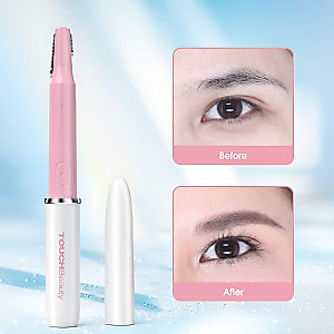 TOUCHBeauty Nose Hair & Eyebrow Trimmer for Women 2IN1 Facial Hair Removal Set for Nose, Chin, Upper-Lip, Peach-Fuzz Battery Operated Pink Color TB-1458