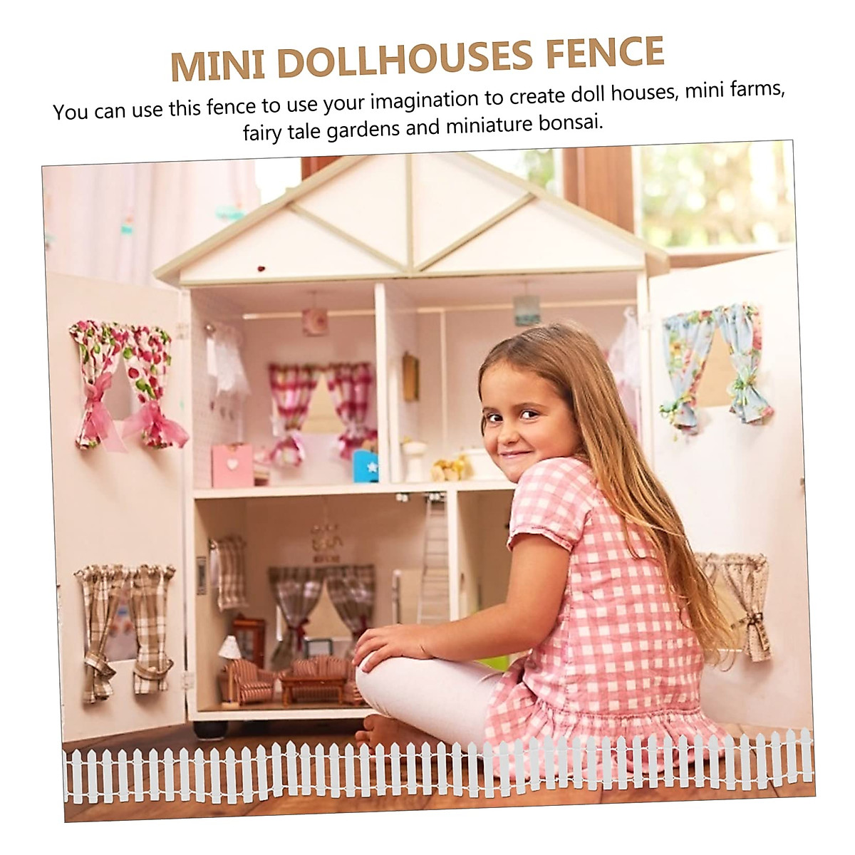 LIFKOME 2 Pcs Mini Fence Decorative Fence Fencing Wood Picket Garden Fence DIY Picket Fence Wooden Fence Wood Fence Miniature Garden Fence Short Picket Camphor Wood Child Moss White Plant