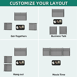 YITAHOME 4 Piece Patio Furniture Set, Small Backyard Bistro Rocking Chairs, Loveseat and Glass Table, Textilene Outdoor Conversation Set for Lawn, Garden, Balcony, Poolside (Grey)